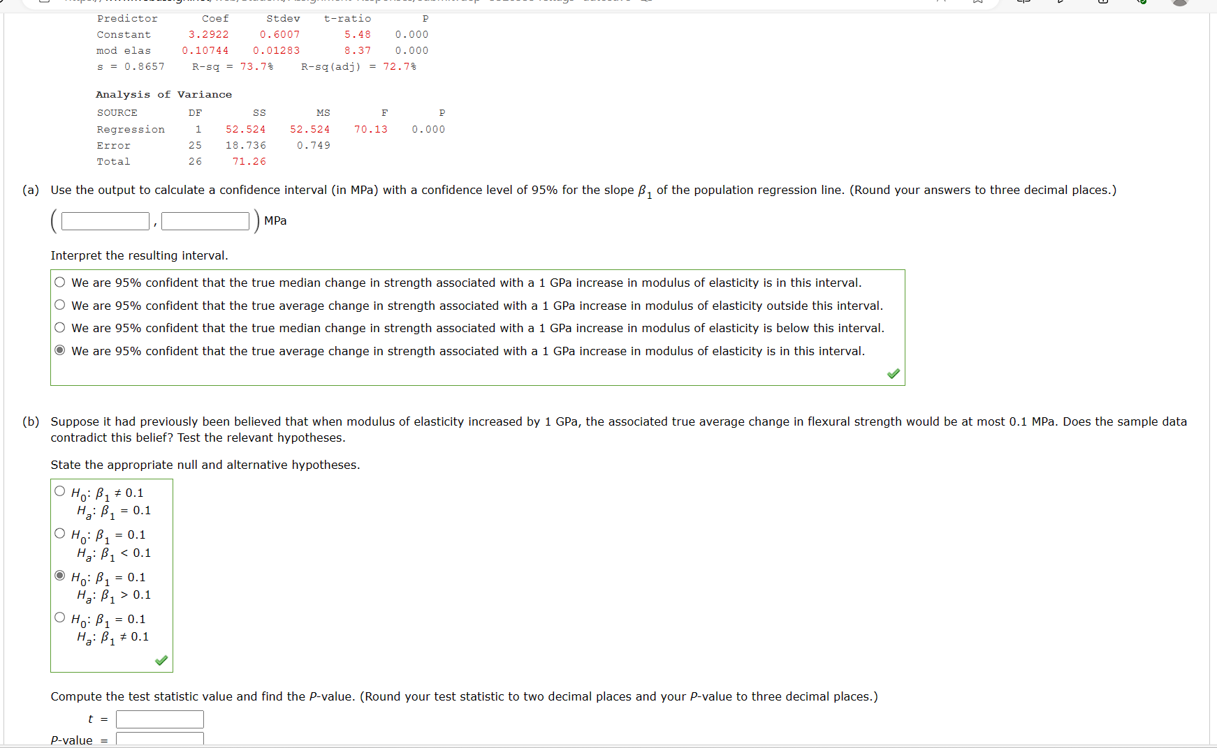 Solved (),1,MPa Interpret the resulting interval. We are 95% | Chegg.com