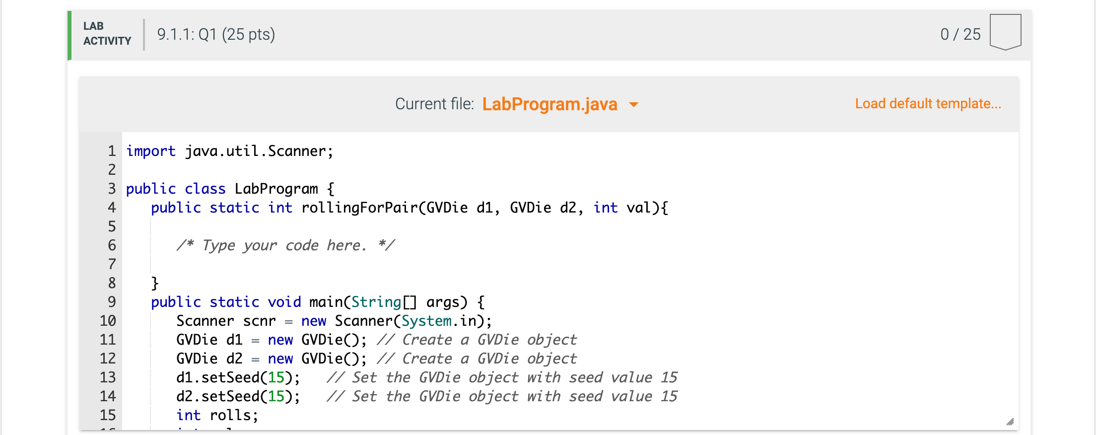 Solved Given two GVDie objects that represent 2 six-sided | Chegg.com