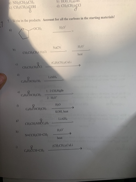 Solved a) NH (CH2).CH C) CH3(CH2) COH b) HO(CH2UH d) | Chegg.com