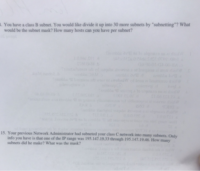 Solved . You have a class B subnet. You would like divide it | Chegg.com