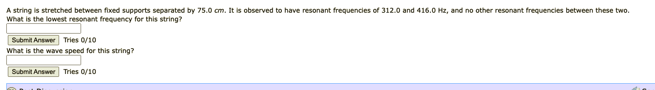 Solved A string is stretched between fixed supports | Chegg.com