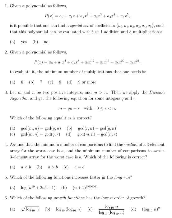 Solved 1. Given a polynomial as follows, | Chegg.com