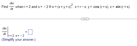 Solved Find delwdelr ﻿when r=2 ﻿and s=-2 ﻿if | Chegg.com