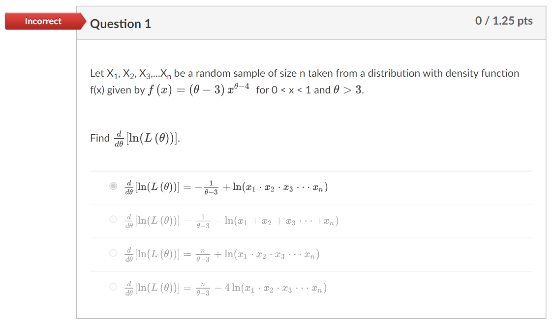 Solved Let X1,X2,X3,…Xn be a random sample of size n taken | Chegg.com