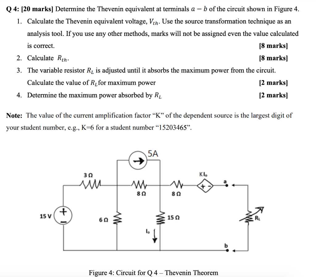 Solved Q 4: [20 marks] Determine the Thevenin equivalent at | Chegg.com