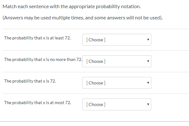 Solved Match each sentence with the appropriate probability | Chegg.com