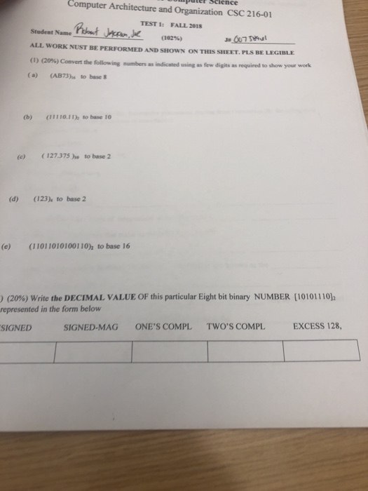 Solved Computer science Architecture and Organization CSC | Chegg.com