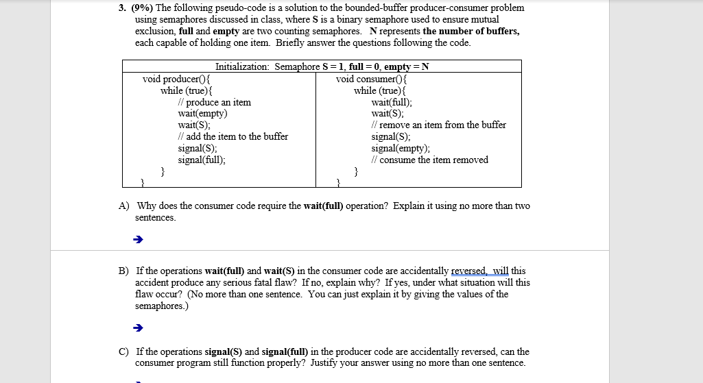 Solved 3 9 The Following Pseudo Code Is A Solution To