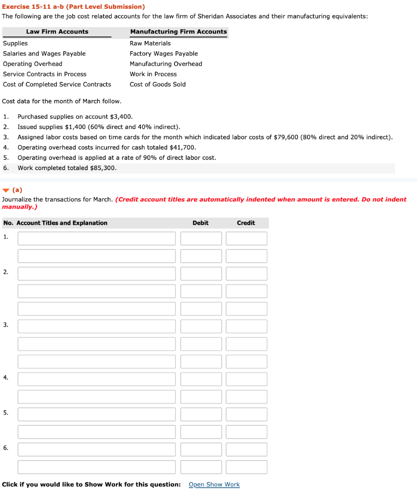 Solved Exercise 15-11 a-b (Part Level Submission) The | Chegg.com