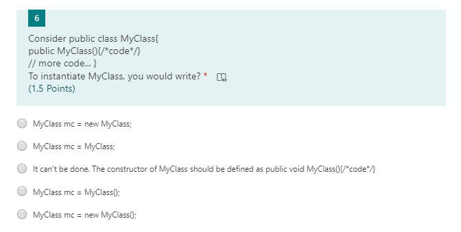 Solved 6 Consider public class MyClass{ public | Chegg.com Solved 6 Consider public class MyClass{ public | Chegg.com