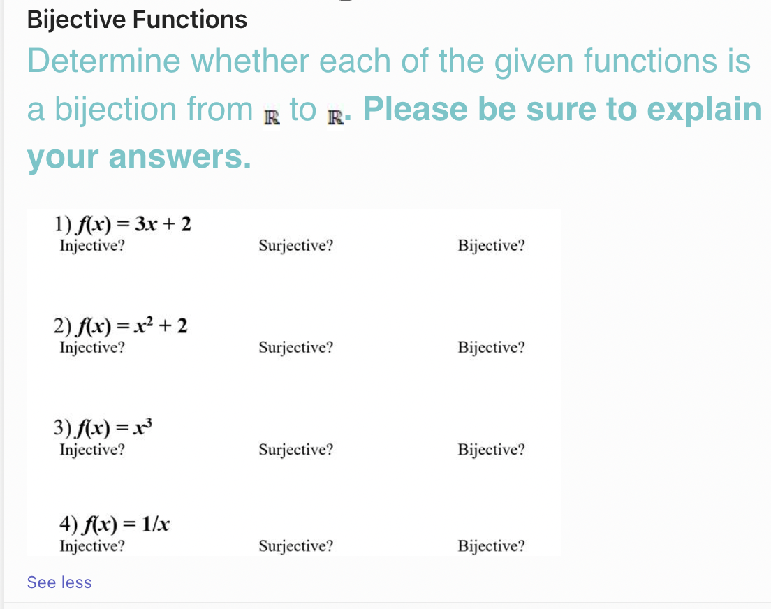 Solved Determine whether each of the given functions is a | Chegg.com
