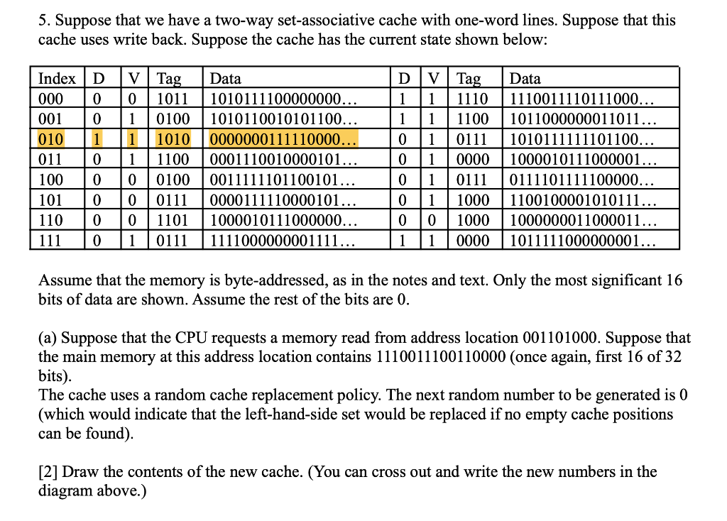 Solved 5. Suppose that we have a two-way set-associative | Chegg.com