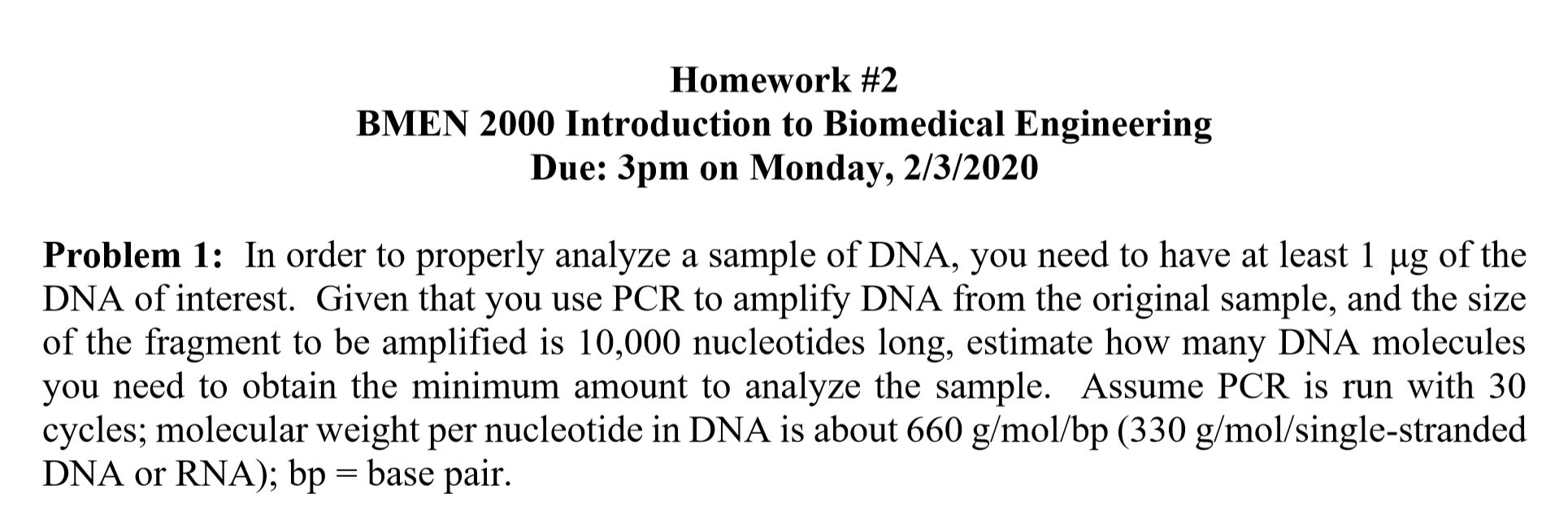 Solved Homework #2 BMEN 2000 Introduction to Biomedical | Chegg.com