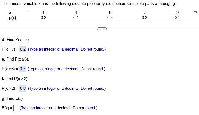 Solved The random variable x ﻿has the following discrete | Chegg.com