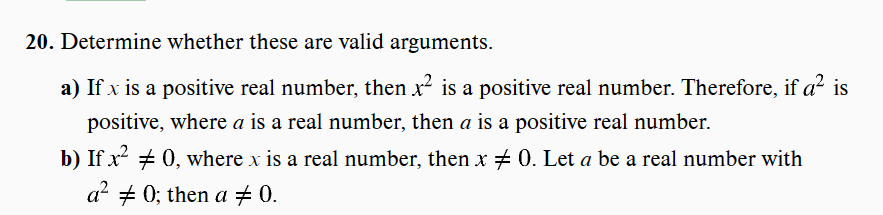 Solved 20. Determine whether these are valid arguments. a) | Chegg.com