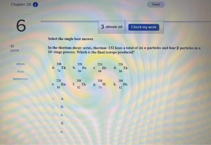 Solved Chapter 20 6 3 attempts left Check my work Select the | Chegg.com