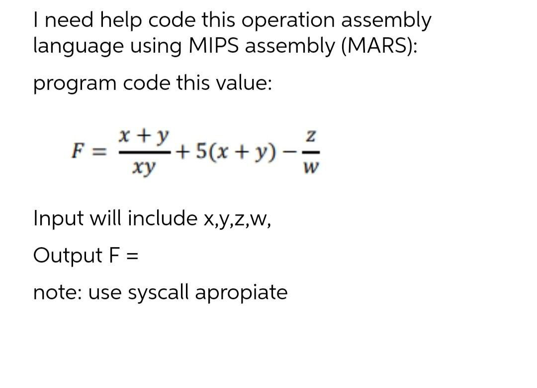 Solved I need help code this operation assembly language | Chegg.com