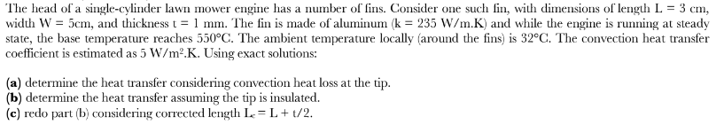 Solved The head of a single-cylinder lawn mower engine has a | Chegg.com
