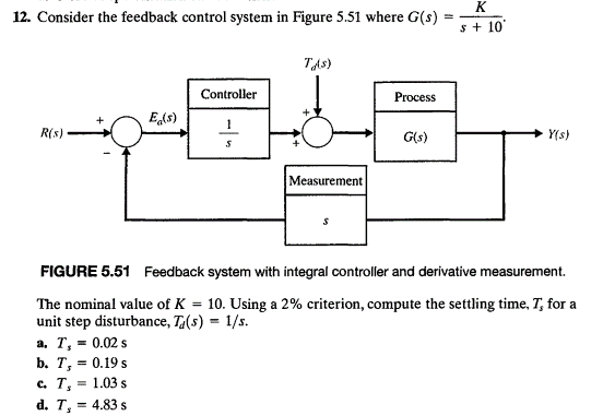 Solved Consider the feedback control system in Figure 5.51 | Chegg.com