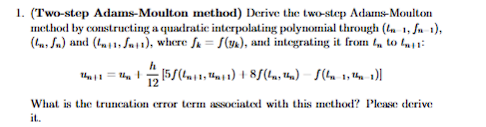 (Two-step Adams-Moulton method) ﻿Derive the two-step | Chegg.com