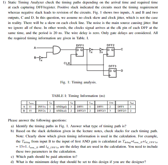 Static Timing Analyzer check the timing paths | Chegg.com