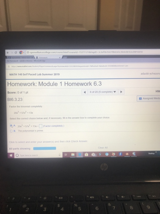 Solved O openvellum.ecollege.com/course htmltcourseld | Chegg.com