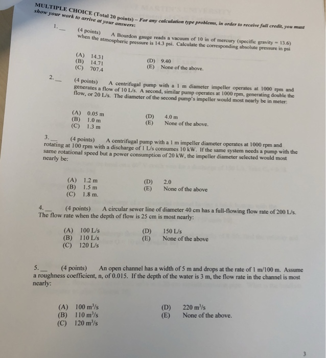 Solved MULTIPLE CHOICE (Total 20 points)- For any | Chegg.com
