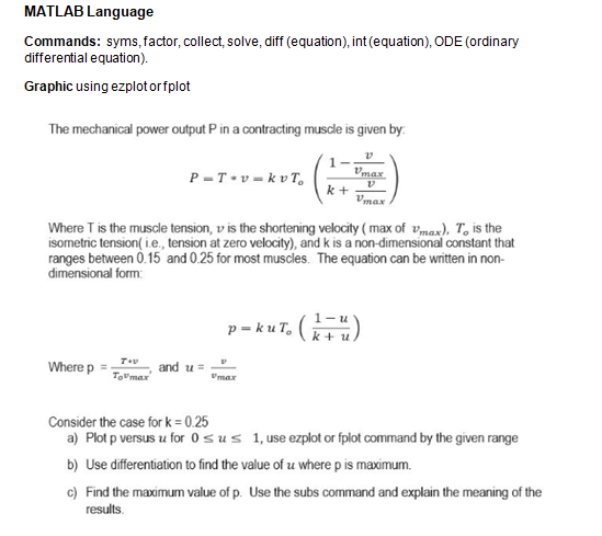 Solved MATLAB Language Commands: syms, factor, collect, | Chegg.com