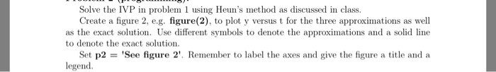 Solved Solve the IVP in problem 1 using Heun's method as | Chegg.com