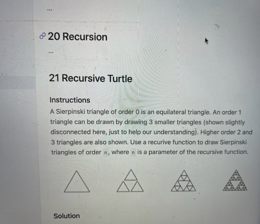 Solved ... @ 20 Recursion 21 Recursive Turtle Instructions A | Chegg.com