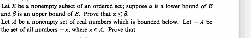 Solved Let E be a nonempty subset of an ordered set; suppose | Chegg.com