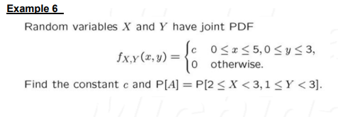 Solved Example 6 Random variables X and Y have joint PDF Tc | Chegg.com