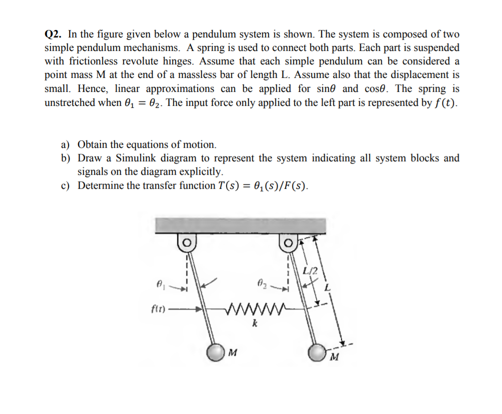 Solved In the figure given below a pendulum system is shown. | Chegg.com