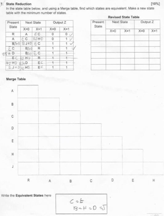 Solved [10%) . State Reduction In the state table below, and | Chegg.com
