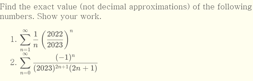 Solved Find the exact value (not decimal approximations) of | Chegg.com