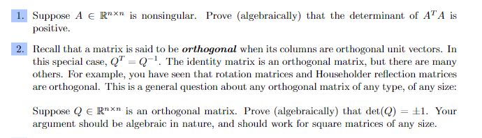 Solved Suppose A∈Rn×n is nonsingular. Prove (algebraically) | Chegg.com