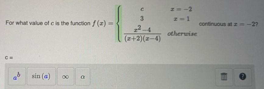 Solved For what value of c is the function | Chegg.com