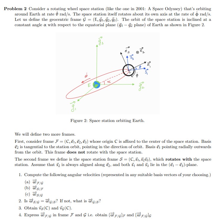 Problem 2 Consider a rotating wheel space station | Chegg.com