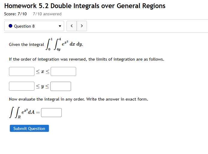 Solved Homework 5.2 Double Integrals over General Regions | Chegg.com