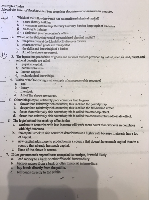 Solved Multiple Choice Identify the letter of the choice | Chegg.com