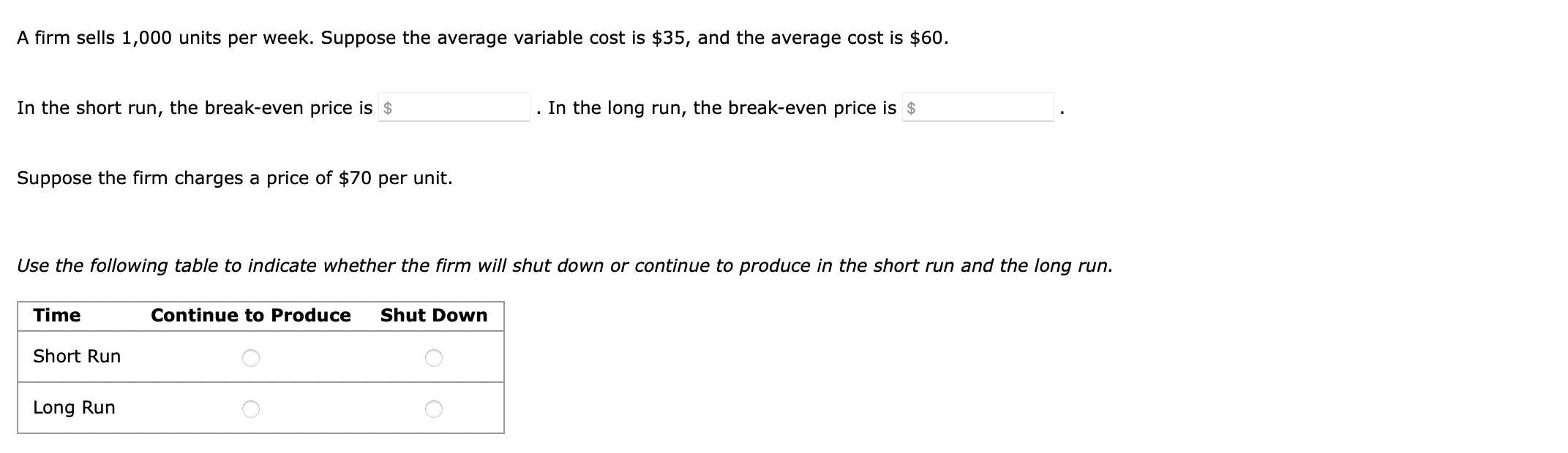 Solved A firm sells 1,000 units per week. Suppose the | Chegg.com