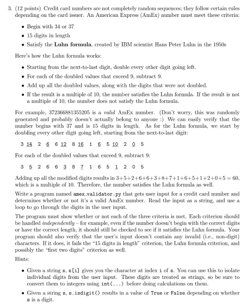 Solved 3. (12 points) Credit card numbers are not completely | Chegg.com