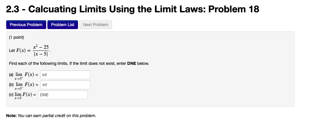Solved 2.3 - Calcuating Limits Using the Limit Laws: Problem | Chegg.com