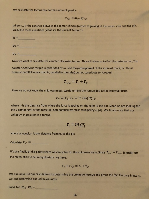 Solved Prelab for Forces and Torques in Equilibrium Due at | Chegg.com