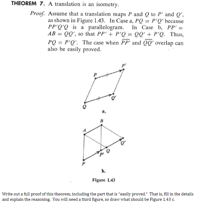 Solved THEOREM 7. A translation is an isometry. Proof. | Chegg.com