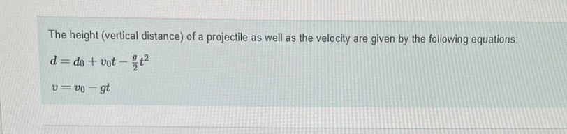 Solved The height (vertical distance) of a projectile as | Chegg.com