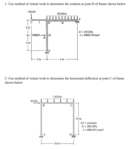 Solved 1- Use method of virtual work to determine the | Chegg.com