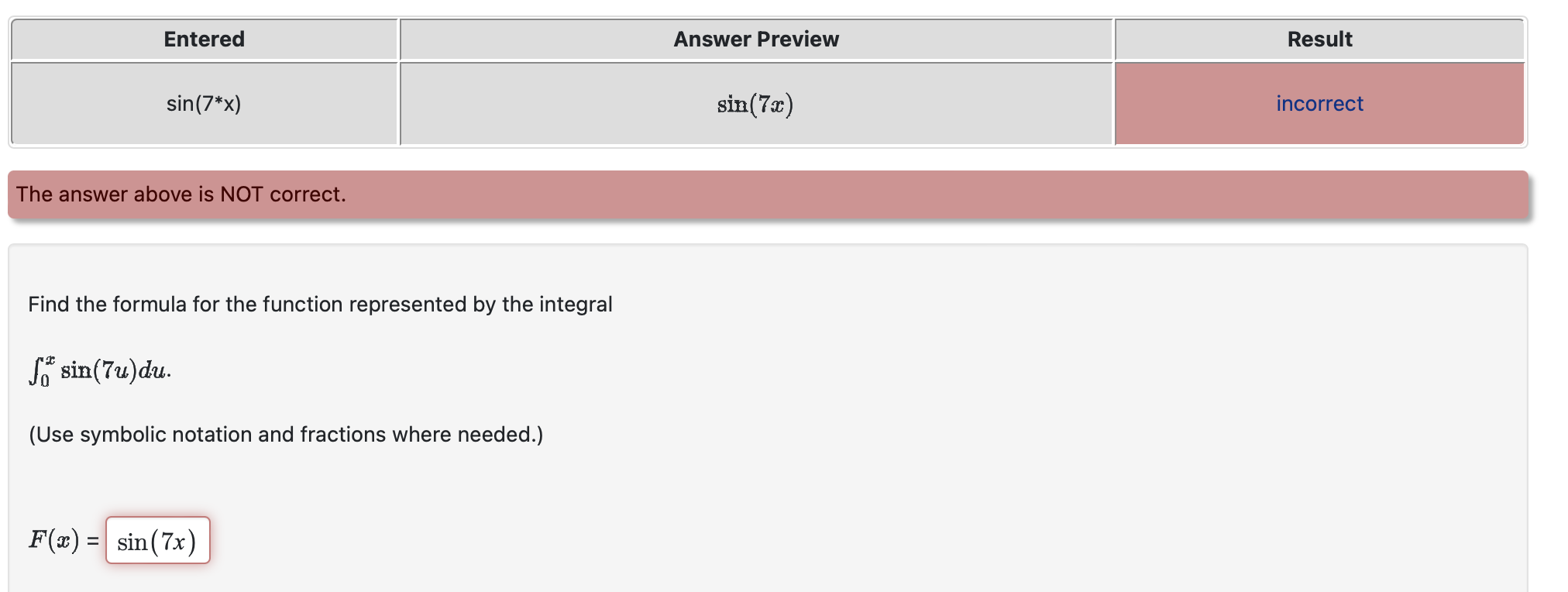 Solved The answer above is NOT correct. | Chegg.com