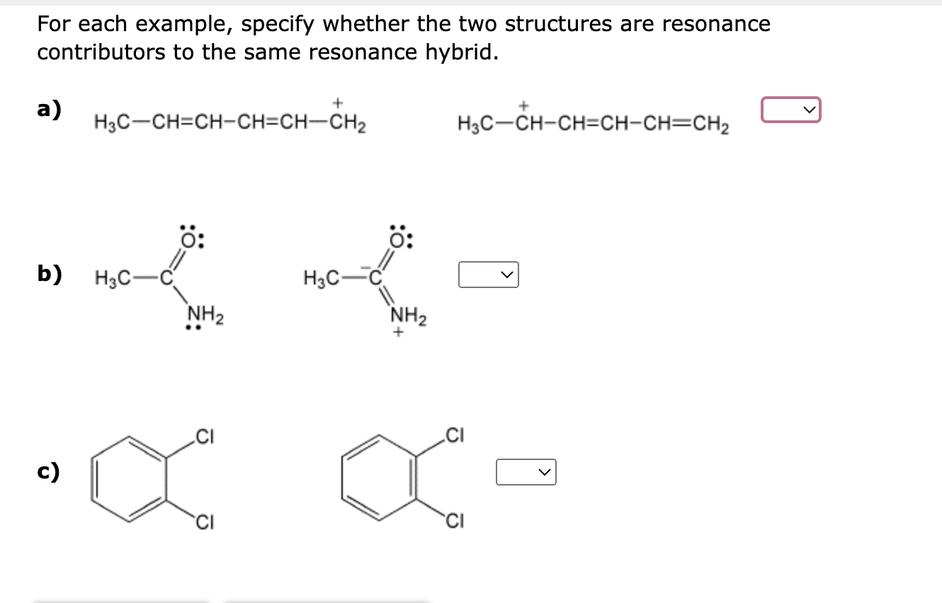 Solved For each example, specify whether the two structures | Chegg.com