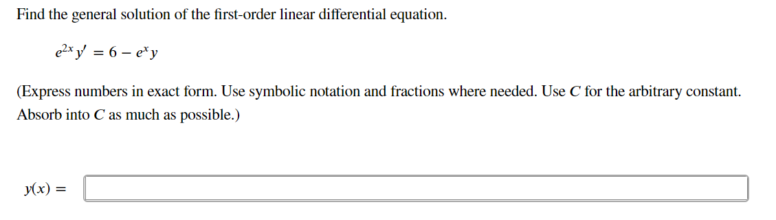 Solved Find the general solution of the first-order linear | Chegg.com